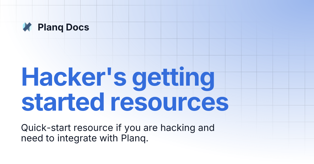 Hacker's getting started resources | Planq Docs